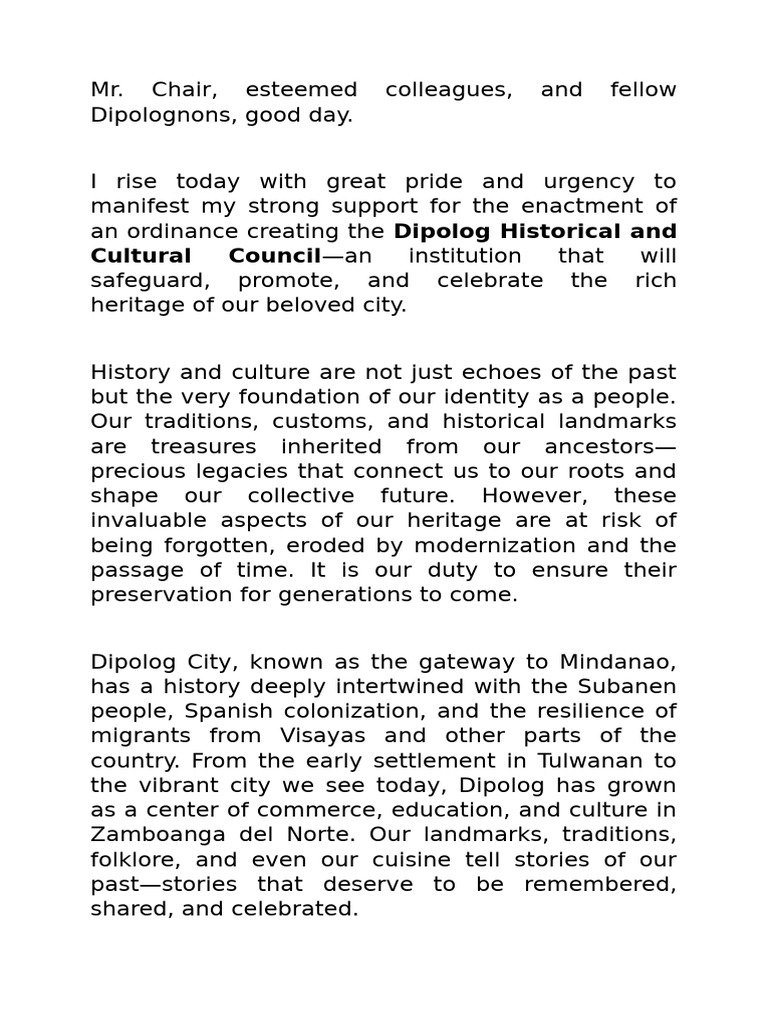Establishing Dipolog Cultural Council | PDF