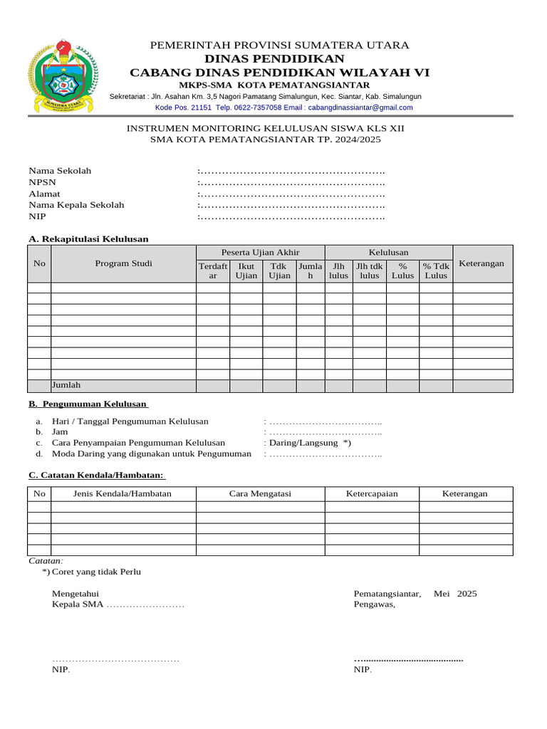 Instrumen Kelulusan Sma Tp. 2024-2025 | PDF