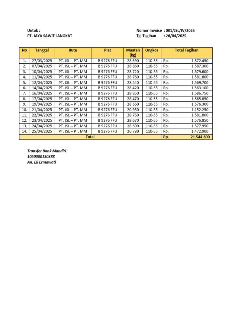 Invoice Tangki | PDF