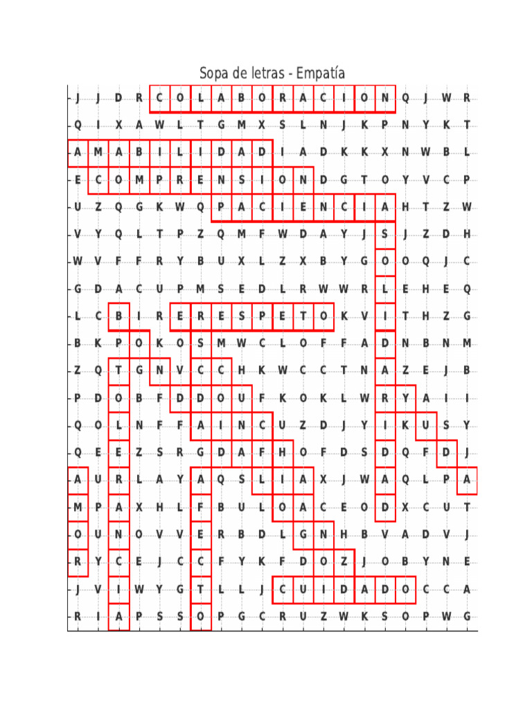 Sopa de Letras: Empatía para Imprimir | PDF