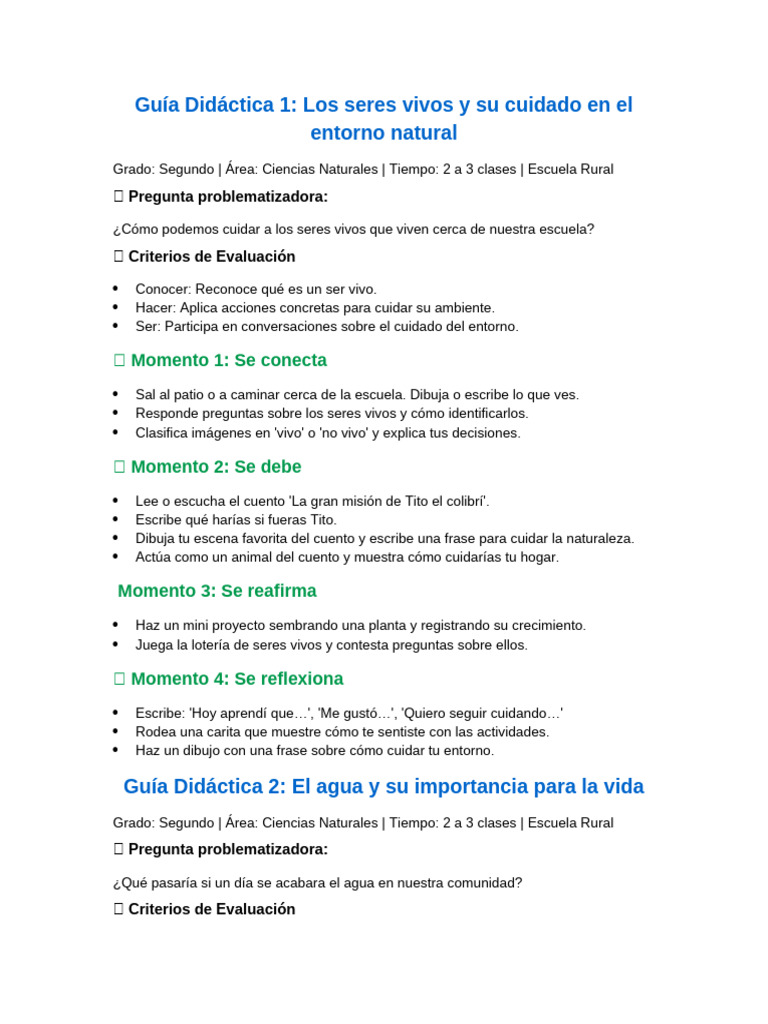 Guías Ciencias Naturales Grado Segundo | PDF