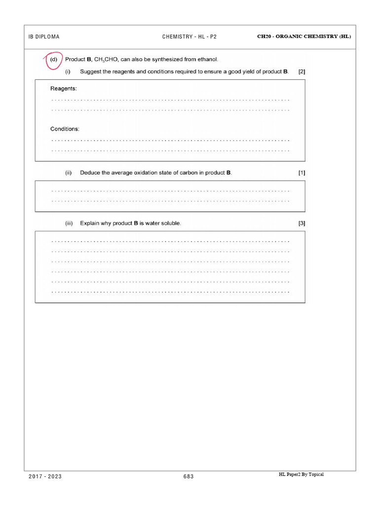 IB Diploma Chemistry HL P2 2017-2023 | PDF
