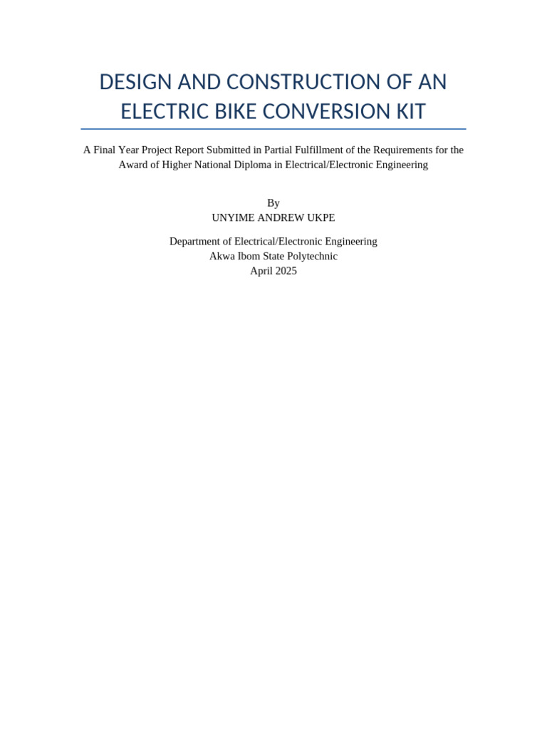 Final Electric Bike Conversion Kit Project | PDF | Electric Vehicle | Electric Power