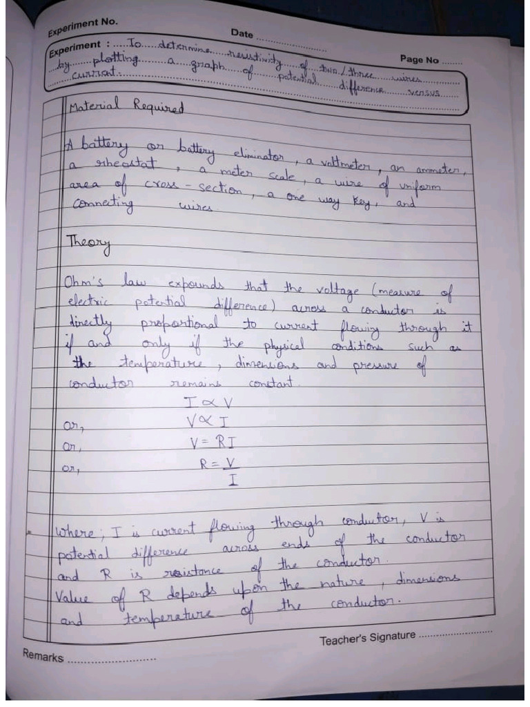 Physics Class 12 Exp 1 | PDF
