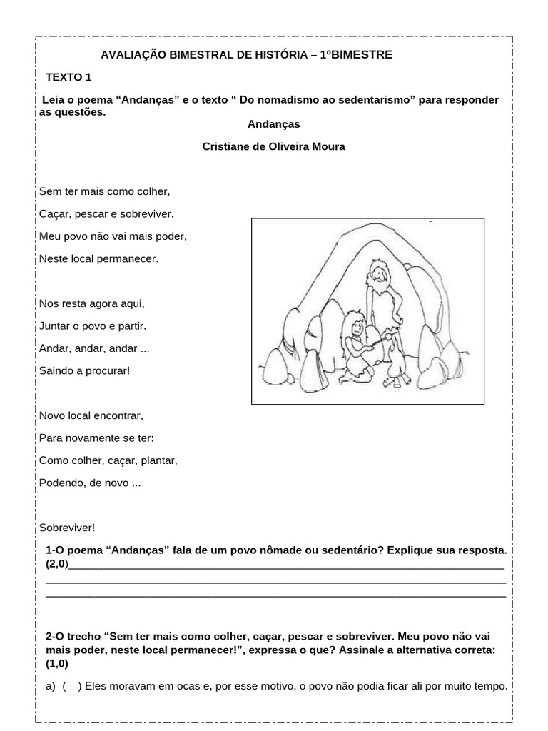 Aval Bim Hist 1ºb 4ºa | PDF | Agricultura | Nômade