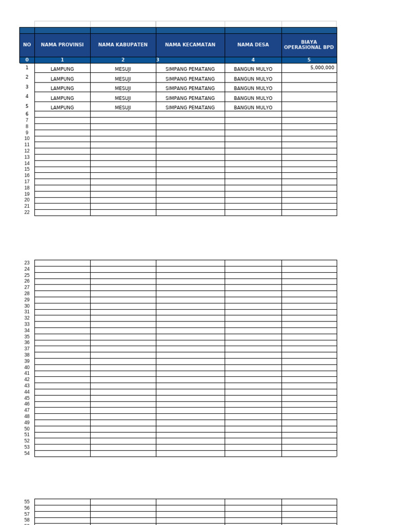 Ds Bangun Mulyo - Pendataan BPD | PDF