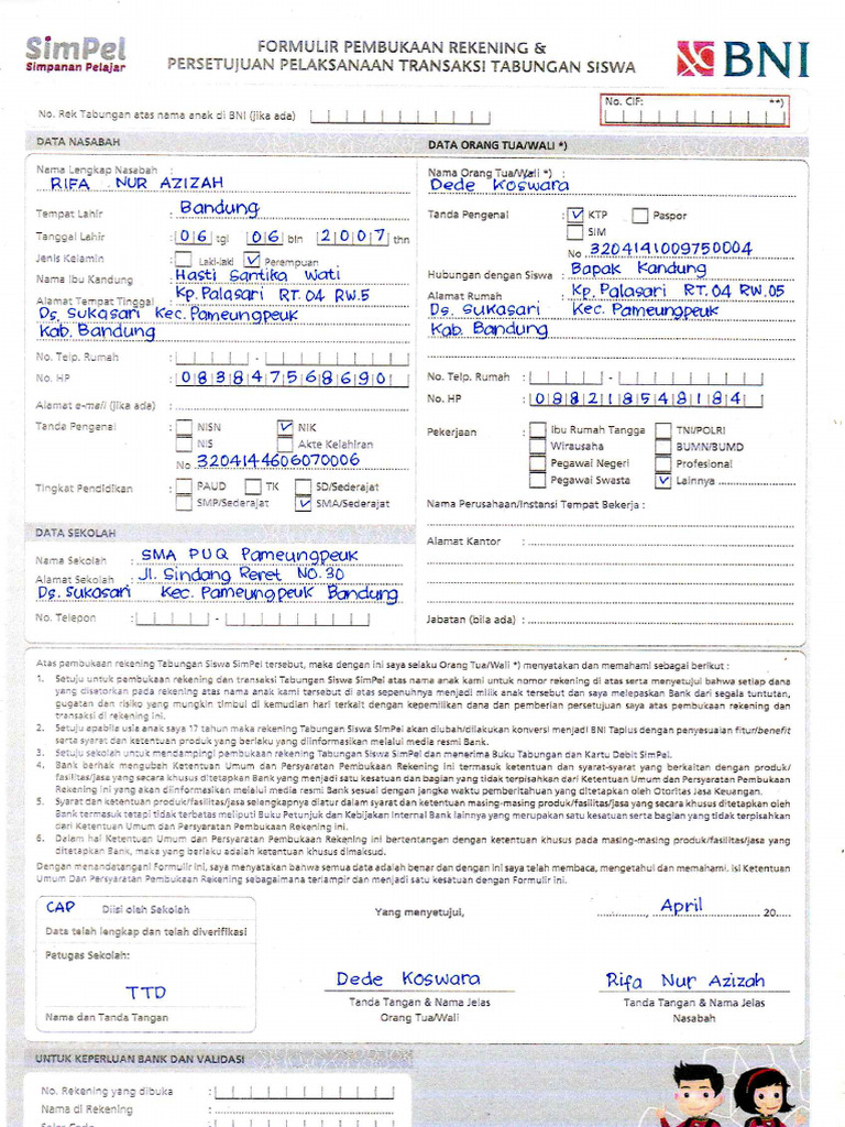 Sampel SIMPEL Bank BNI | PDF