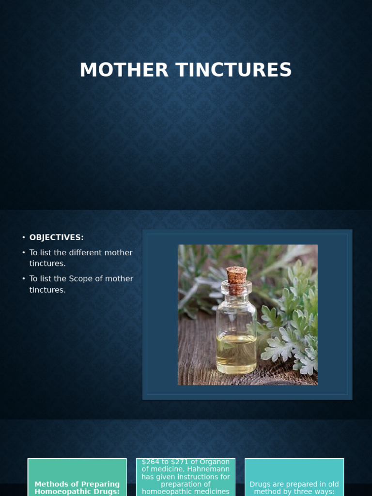 Overview of Homeopathic Mother Tinctures | PDF | Homeopathy | Ethanol