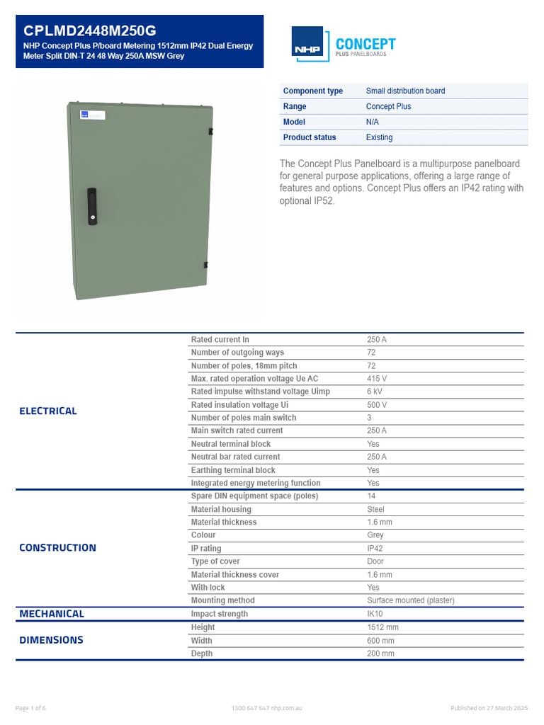 NHP Concept Plus Panelboard Overview | PDF | Insulator (Electricity ...