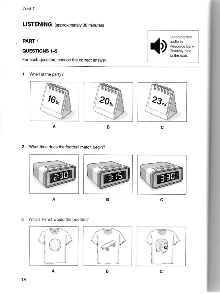 Test 1 - Listening - A2 Key 2 (FS) | PDF