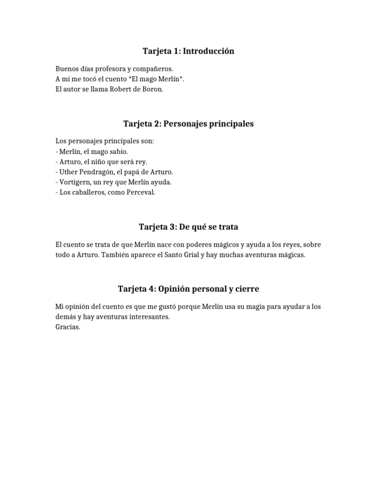 Tarjetas Mago Merlin Robert de Boron | PDF