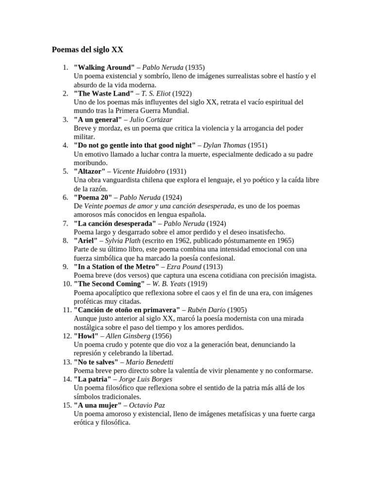 Poemas Del Siglo 20 | PDF