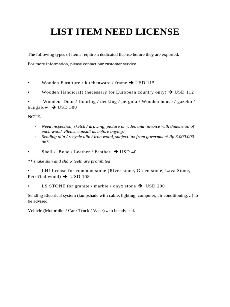 Item Needs License For FCL | PDF