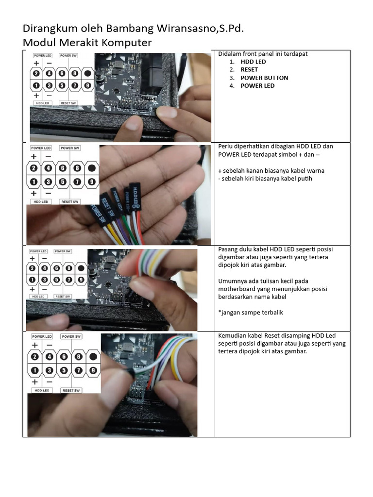 Panduan Pemasangan Kabel Front Panel | PDF