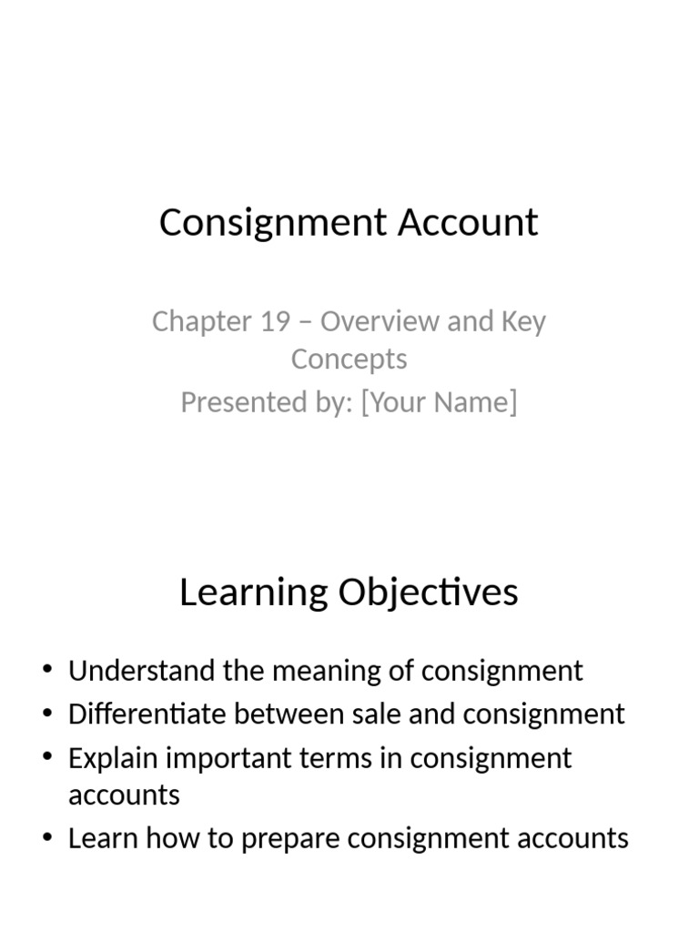 Consignment Account Presentation | PDF