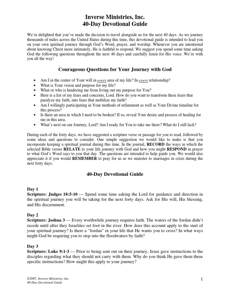Inverse Ministries, Inc. 40-Day Devotional Guide: Courageous Questions ...
