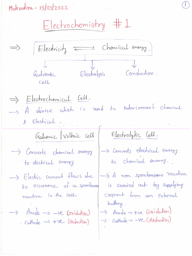 Electrochemistry Notes | PDF