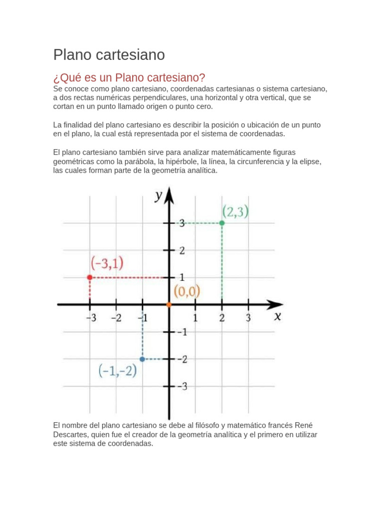 Introducción al Plano Cartesiano | PDF | Sistema de coordenadas ...