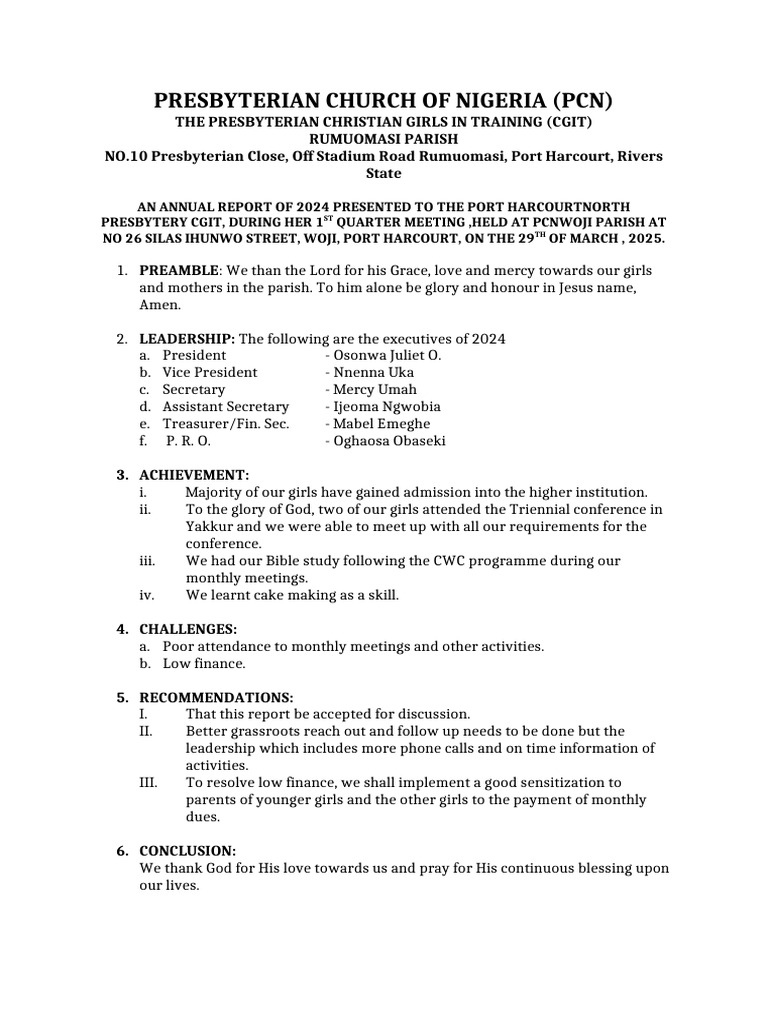 2024 Annual Report of PCN CGIT | PDF