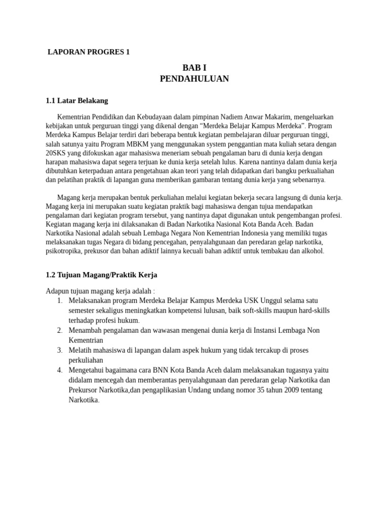 Laporan Progres 1 MBKM Khana Marshella | PDF