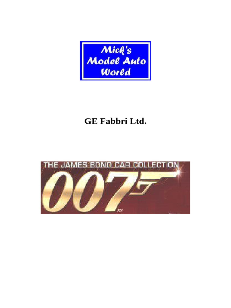 James Bond Scale Model Cars Collection | PDF | James Bond | Car