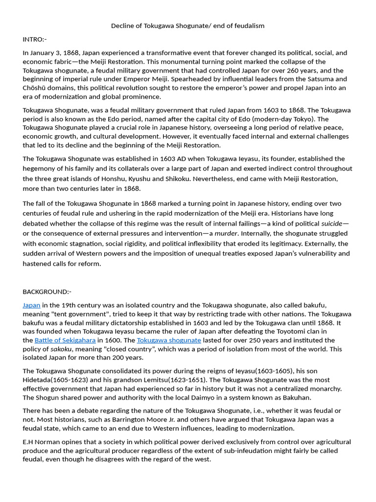 Decline of Tokugawa Shogunate | PDF | Shogun | Samurai