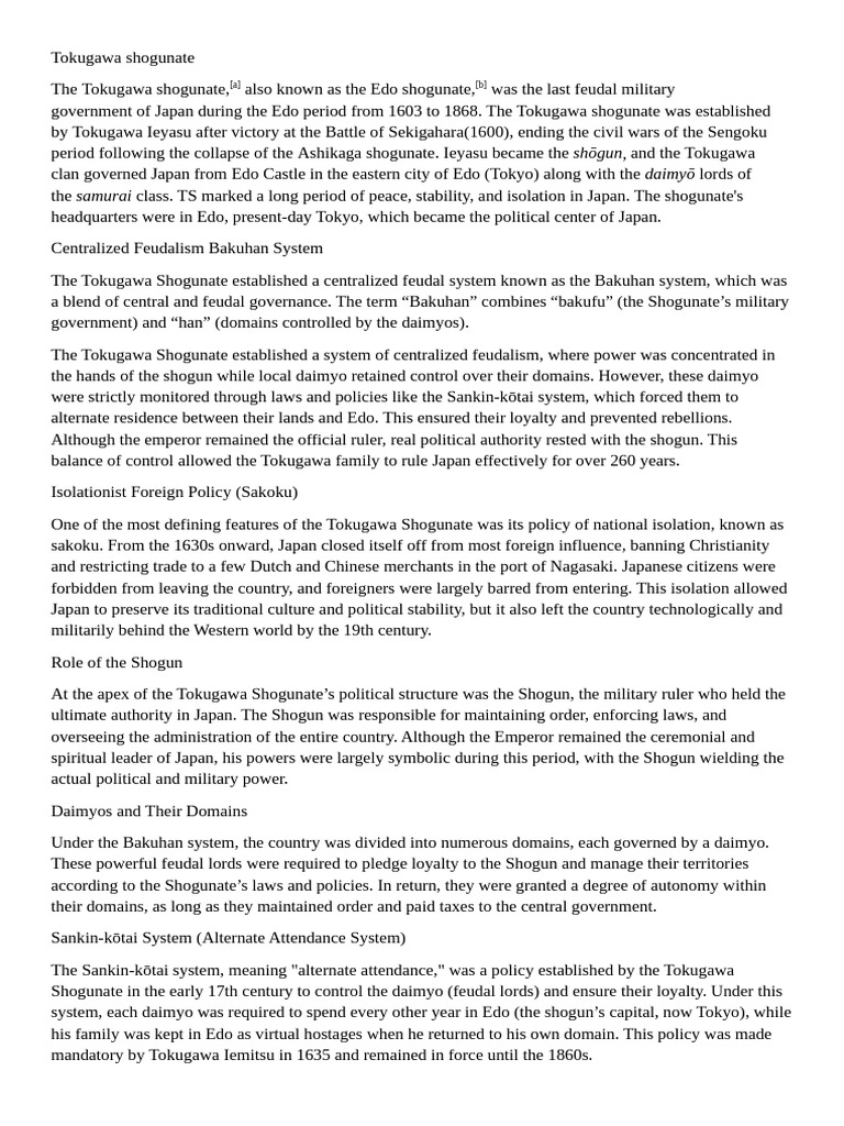 Tokugawa Shogunate JAPAN | PDF | Shogun | Japan