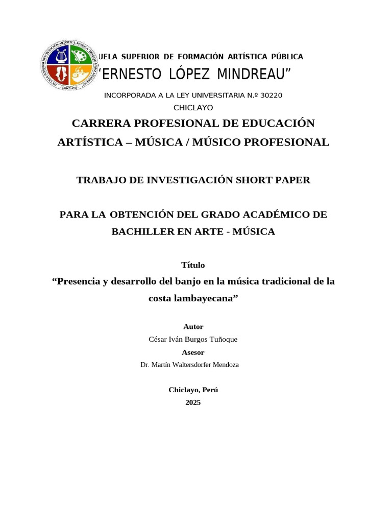 Short Paper - Banjo Lambayecano - Trabajo Final | PDF | Perú ...