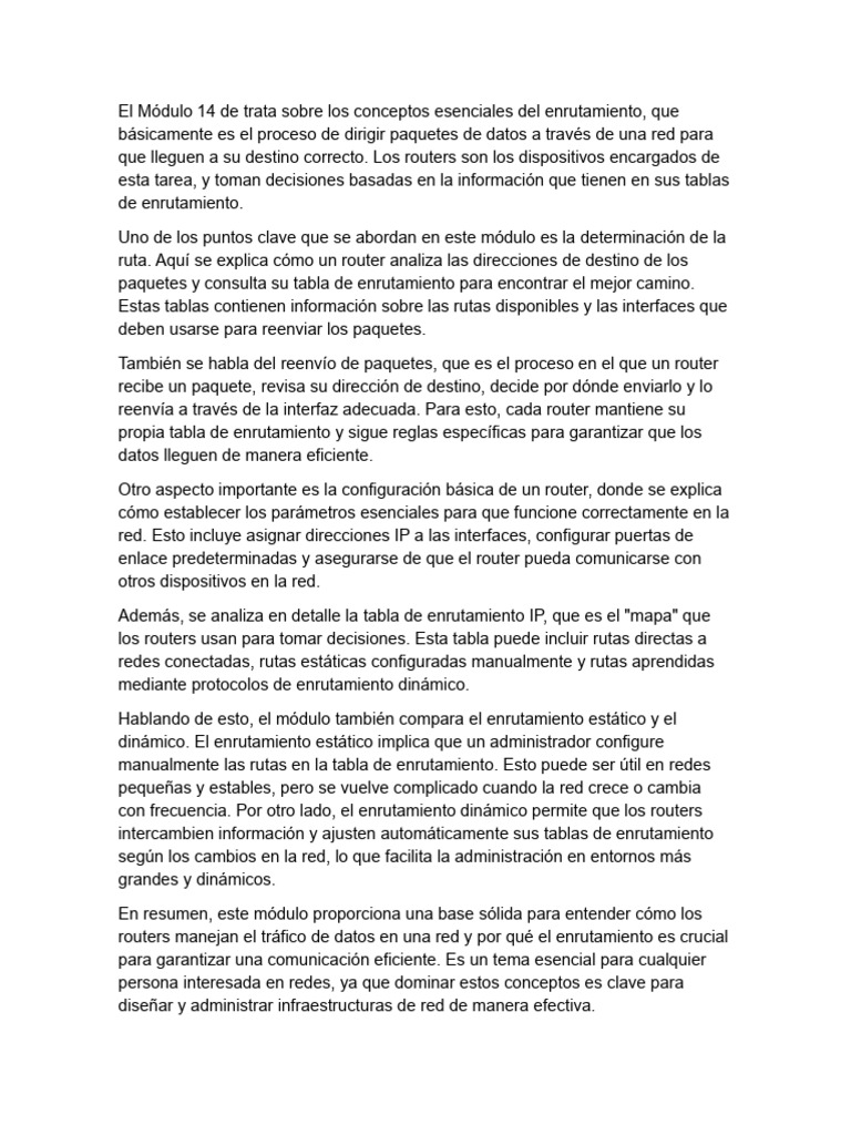 Resumen Módulo 14 | PDF | Enrutador (Computación) | Internet