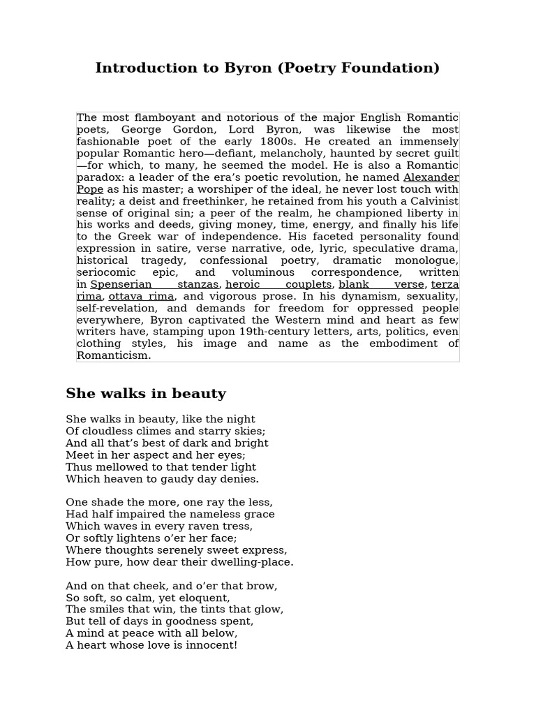 Introduction to Lord Byron | PDF
