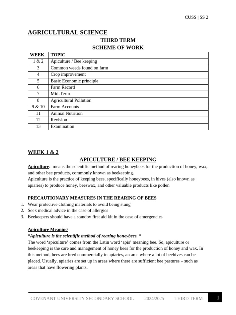 Cuss Third Term Note Ss2 | PDF | Fruit | Flowers