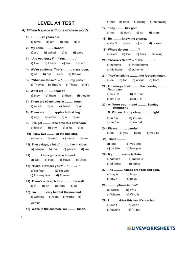 A1 Test | PDF