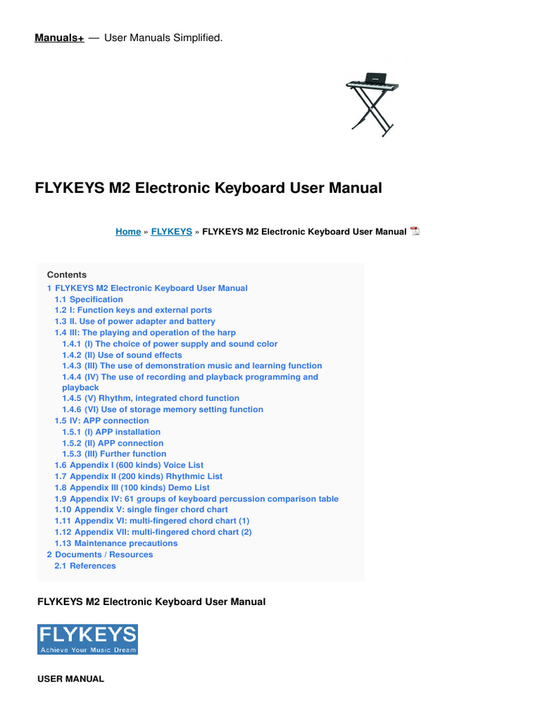 m2 Electronic Keyboard Manual | PDF