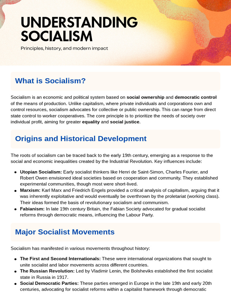 Understanding Socialism: Principles & Impact | PDF | Socialism | Communism