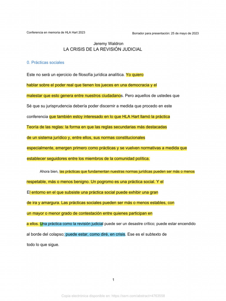 The Crisis of Judicial Review - Jeremy Waldron | PDF | Roe V. Wade | Precedente