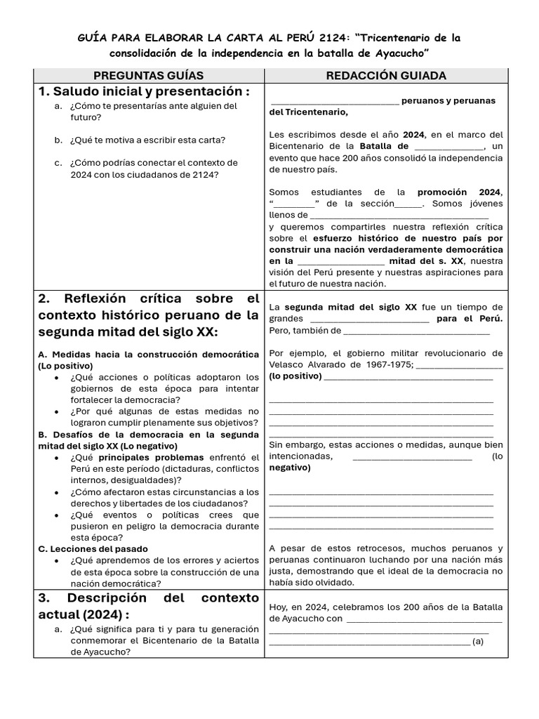 Guia para Elaborar La Carta Al Peru 2124 | PDF | Perú | Democracia