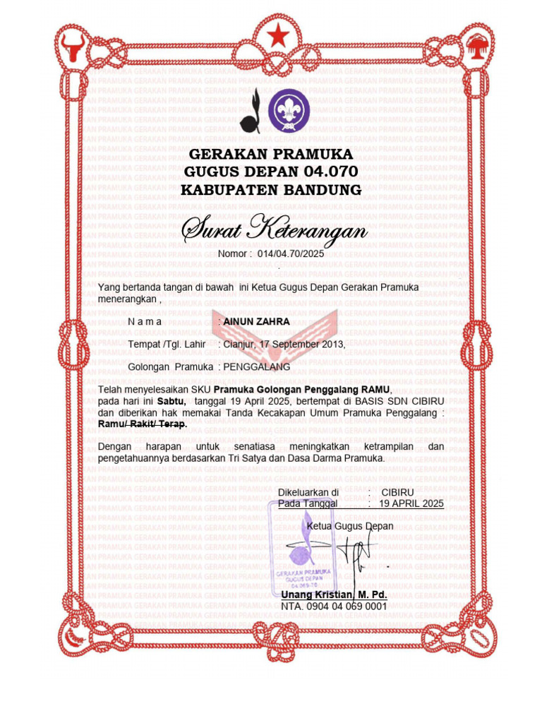 Piagam Cetak Ramu | PDF