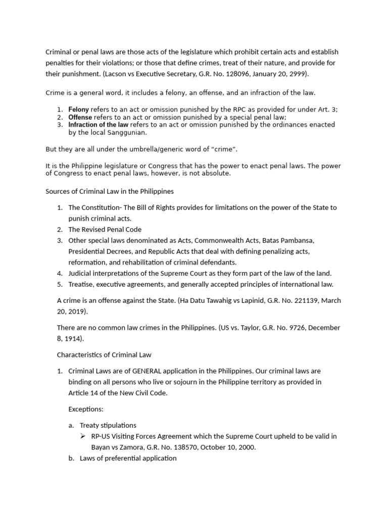 Revised Penal Code Book 1 Notes | PDF | Crimes | Crime & Violence