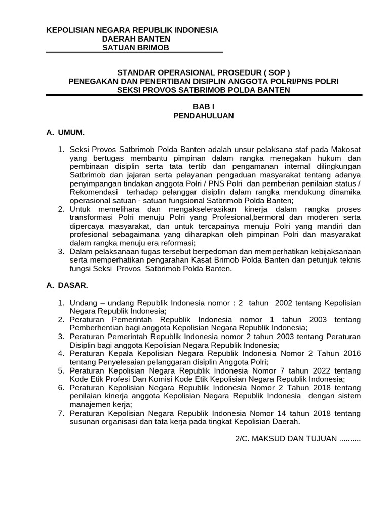 Standard Operation Prosedure Prov | PDF