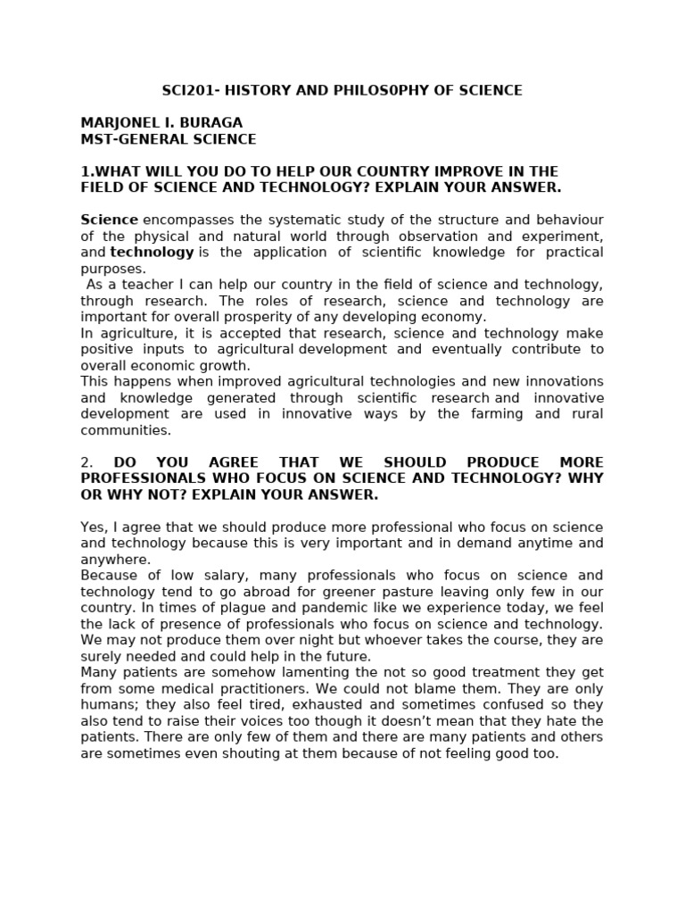 Activity 1 - History and Philosophy of Science | PDF | Science | Health ...