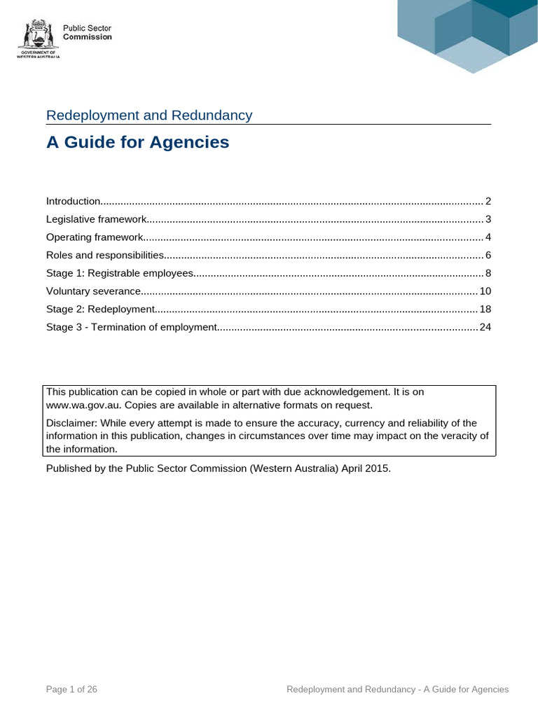 Redeployment and Redundancy A Guide For Agencies | PDF | Employment ...