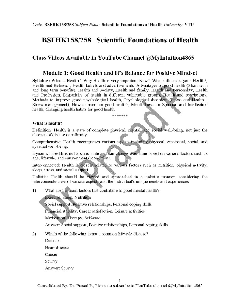 VTU BSFHK158 258 Module 1 Notes DRP | PDF