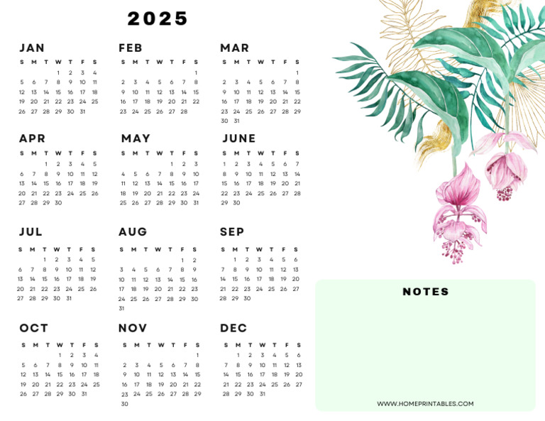 One Page Calendar With Notes | PDF
