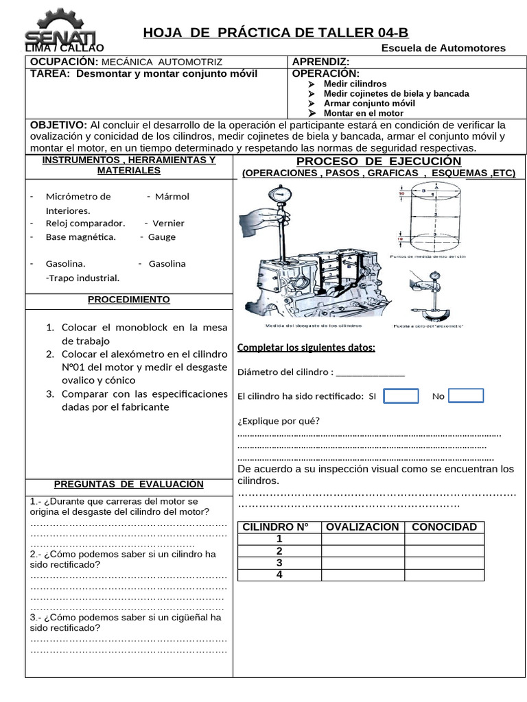 Hoja de Operación N°04-B Block 2 | PDF | Motores | Motor de combustión interna