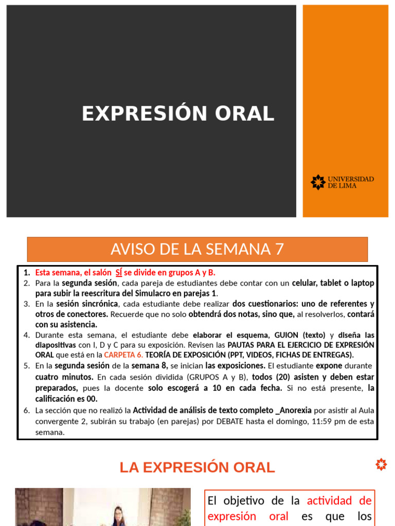 Pautas para El Ejercicio de Expresión Oral | PDF