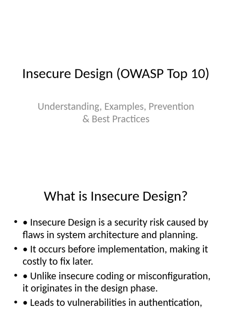 Insecure Design Presentation | PDF