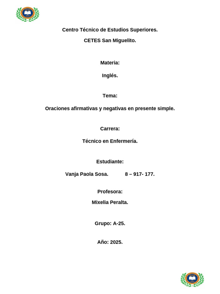 Afirmativas y Negativas. | PDF