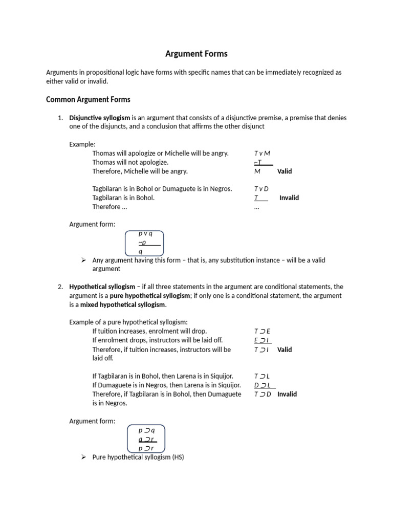 Common Argument Forms in Logic | PDF | Argument | Logic