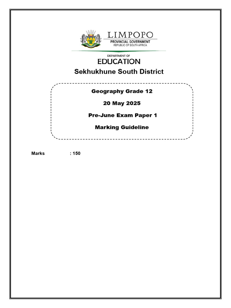 Grade 12 Geography Exam Marking Guidelines | PDF | River | Cyclone