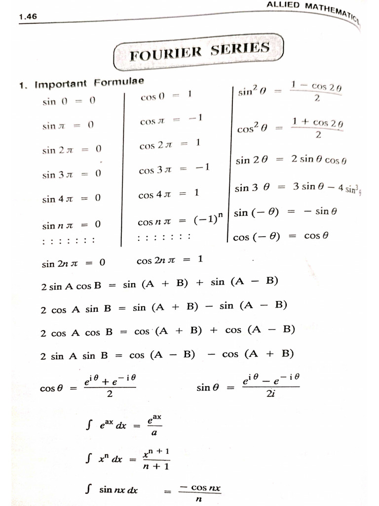 Fourier Series Formulas | PDF